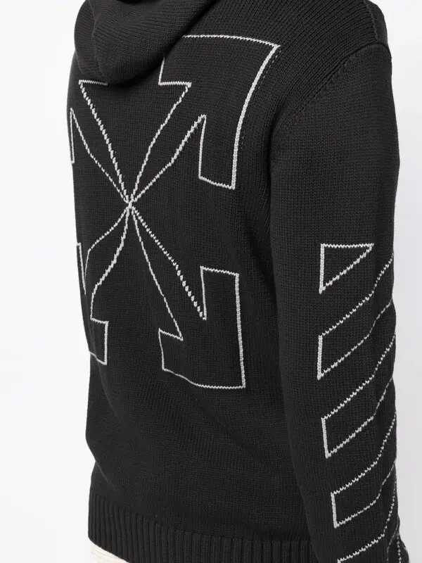 Off-White Diag Outline Knitted Zip-up Hoodie
