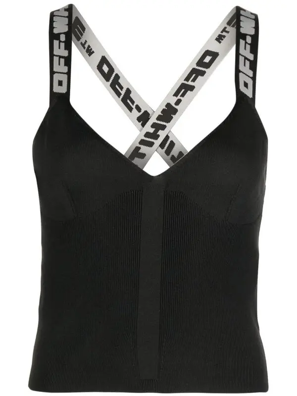 Off-White Logo-tape Knitted Top