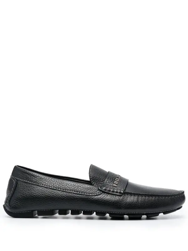 Philipp Plein Logo Lettering Leather Loafers