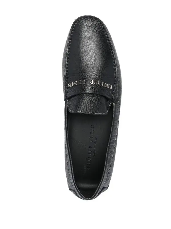 Philipp Plein Logo Lettering Leather Loafers