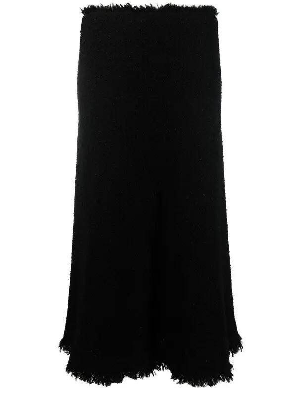 Alberta Ferretti Fringe-trim Detail Tweed Skirt