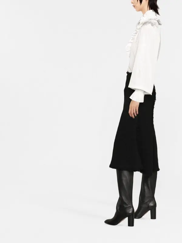 Alberta Ferretti Fringe-trim Detail Tweed Skirt