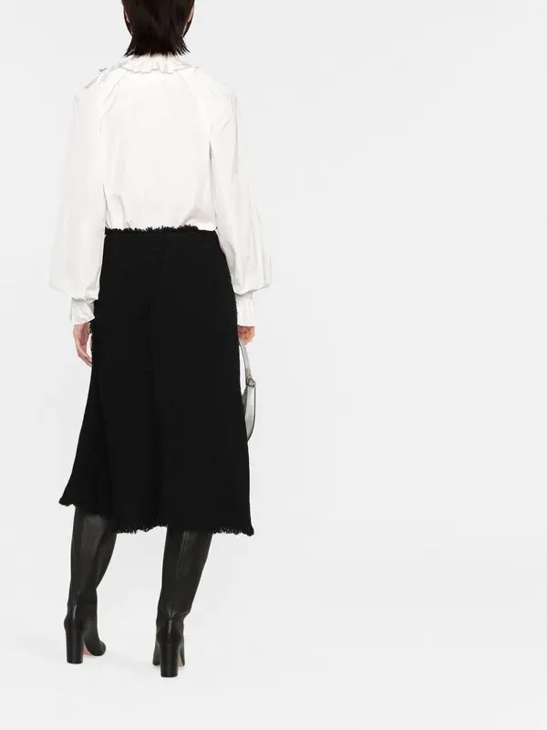Alberta Ferretti Fringe-trim Detail Tweed Skirt
