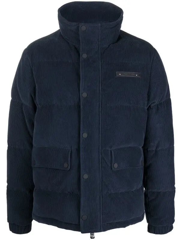 BILLIONAIRE Logo-patch Corduroy Padded Jacket - Blue