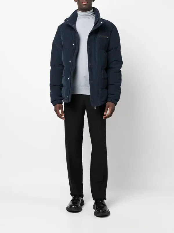 BILLIONAIRE Logo-patch Corduroy Padded Jacket - Blue