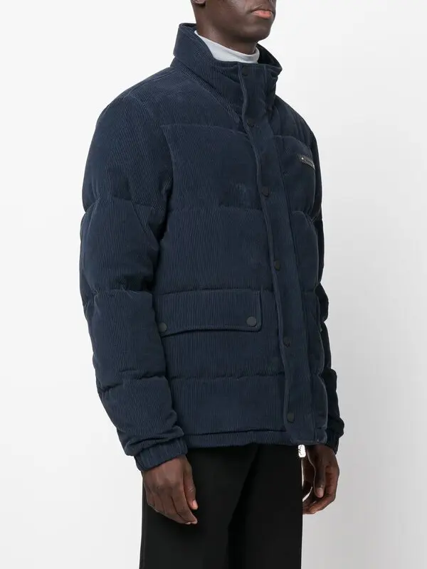 BILLIONAIRE Logo-patch Corduroy Padded Jacket - Blue