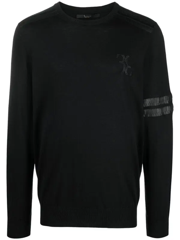 BILLIONAIRE Snakeskin-effect Fine-knit Jumper - Black
