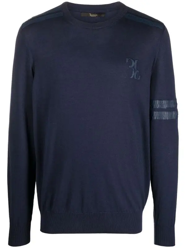 BILLIONAIRE Snakeskin-effect Fine-knit Jumper - Blue