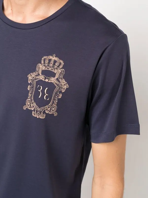 BILLIONAIRE Embroidered-logo Detail T-shirt - Blue