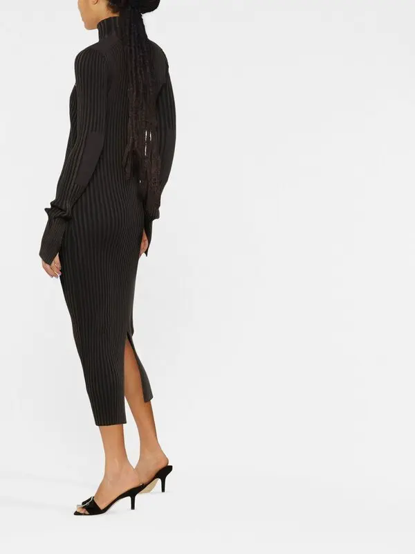 Versace Logo Patch Ribbed Knit Midi Dress