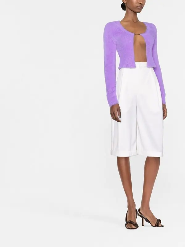 Jacquemus La Maille Neve" Long Sleeve Cropped Cardigan - Purple