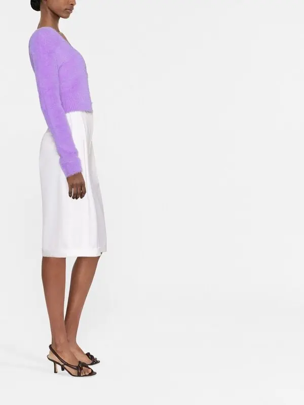Jacquemus La Maille Neve" Long Sleeve Cropped Cardigan - Purple