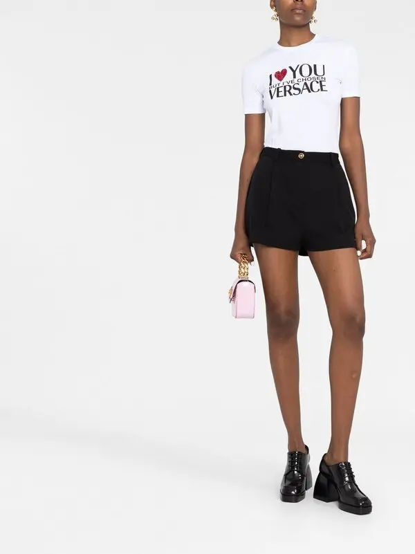 Versace Crystal-embellished Slogan T-shirt - White