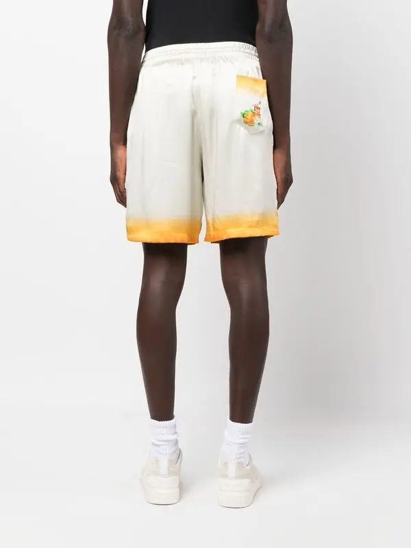 Casablanca Graphic-print Silk Shorts - Neutrals