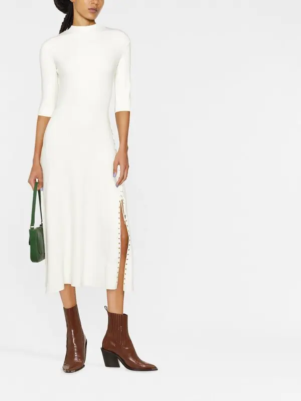 Maje Lace-up Knitted Midi Dress