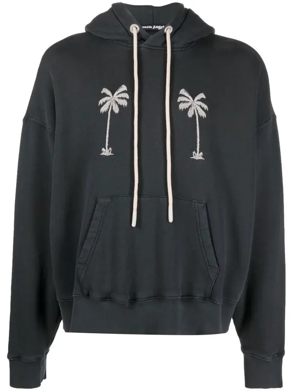 Palm Angels Graphic-print Cotton Hoodie - Black