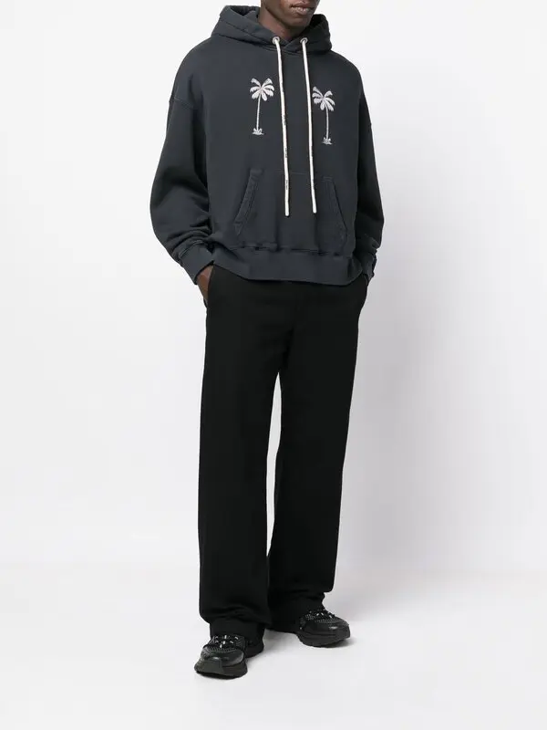Palm Angels Graphic-print Cotton Hoodie - Black