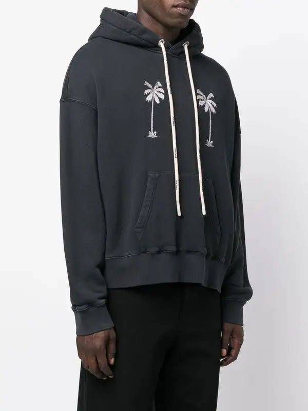 Palm Angels Graphic-print Cotton Hoodie - Black