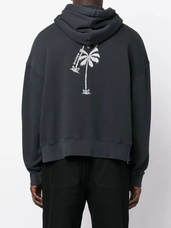 Palm Angels Graphic-print Cotton Hoodie - Black