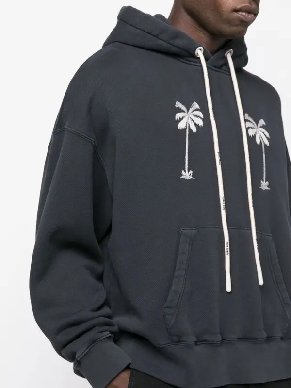 Palm Angels Graphic-print Cotton Hoodie - Black