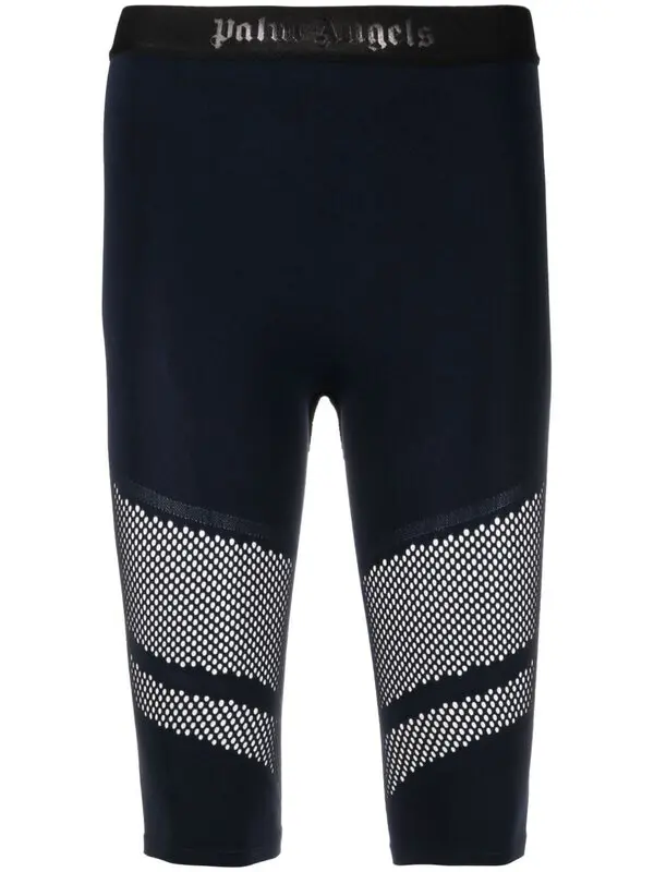 Palm Angels Slim-fit Shorts With Mesh Detail - Blue