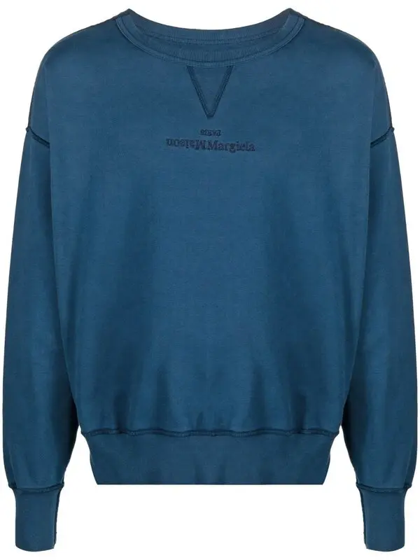 MAISON MARGIELA Embroidered-logo Detail Sweatshirt - Blue