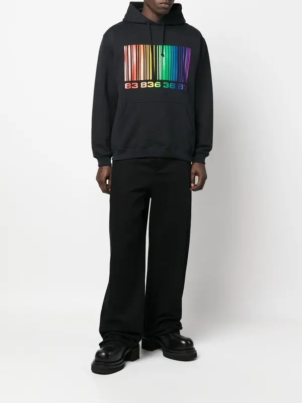 VTMNTS Barcode-print Pullover Hoodie - Black