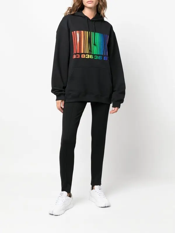 VTMNTS Barcode-print Pullover Hoodie - Black