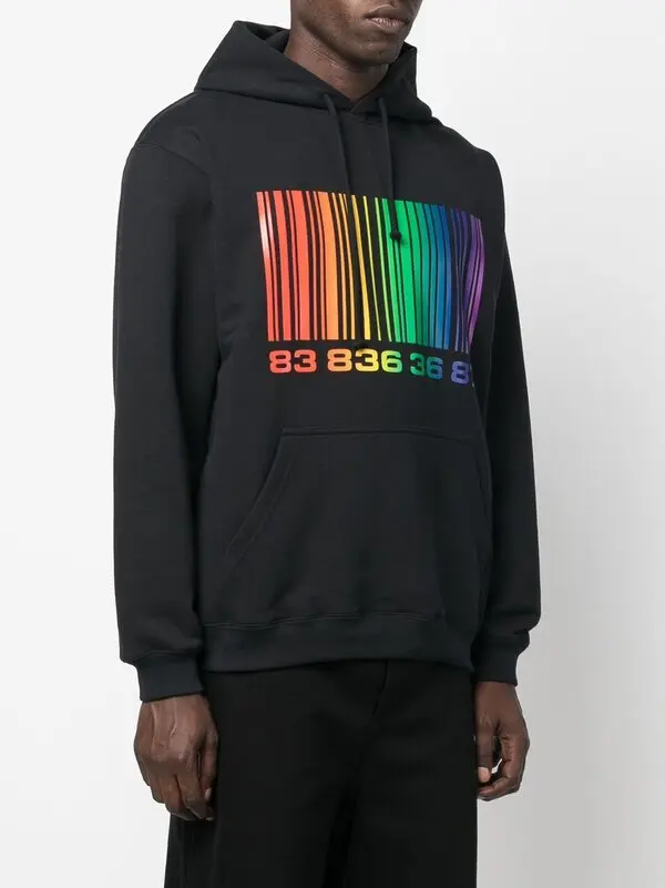 VTMNTS Barcode-print Pullover Hoodie - Black
