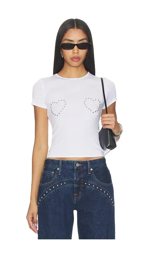 Miaou Mini Tee - White Grommet Heart