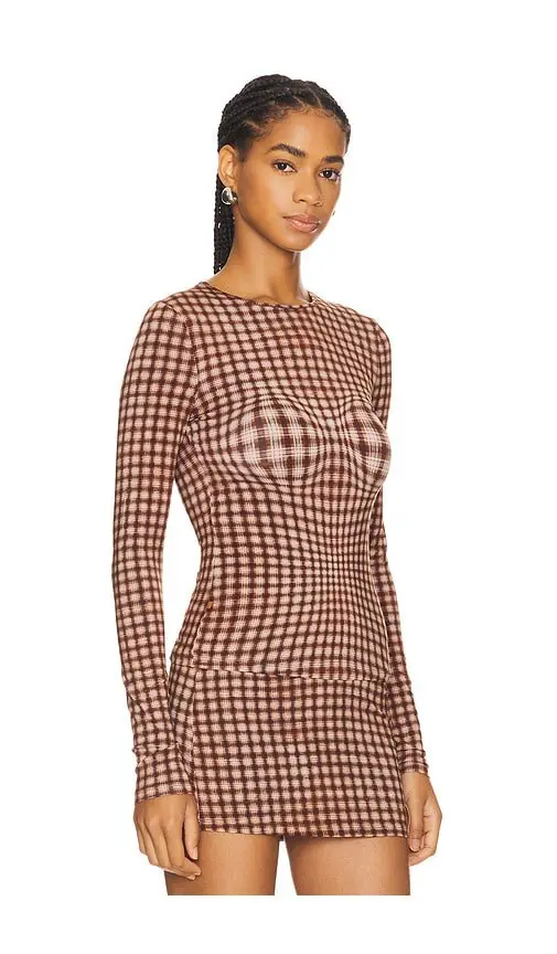 Miaou Long Sleeve Tee - Warped Plaid