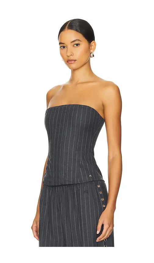 Miaou Libra Corset - Pinstripe Wool