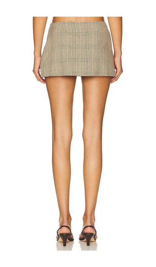 Miaou Micro Mini Skirt - Brown Check