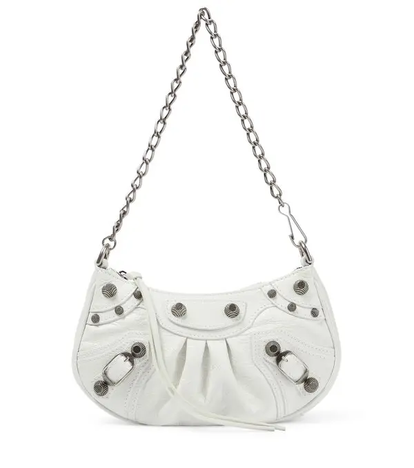 Balenciaga Le Cagole Mini Leather Shoulder Bag - White