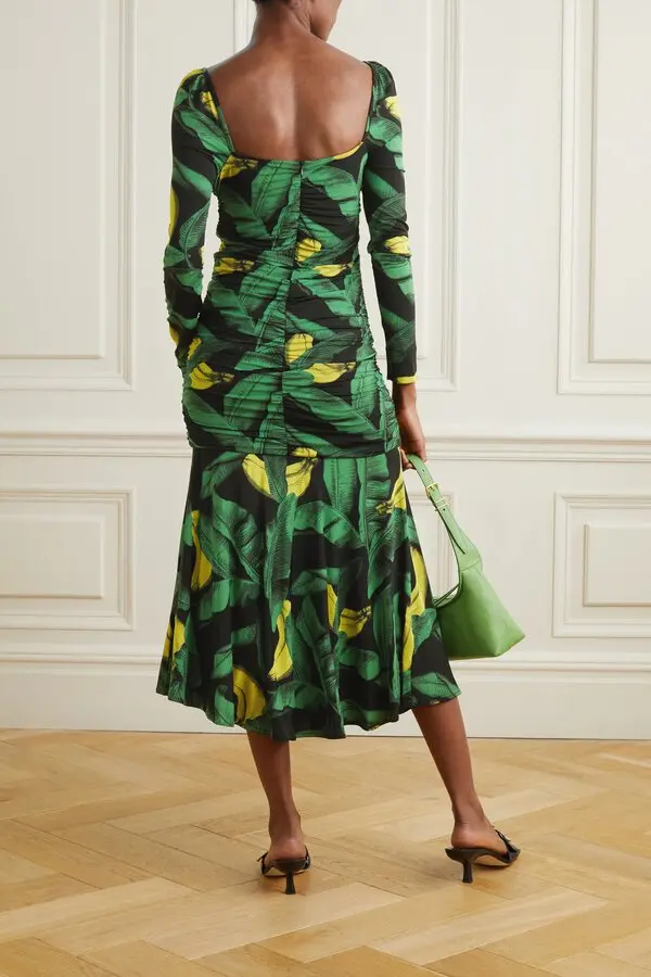green emerald velvet dress WW43552] Ganni