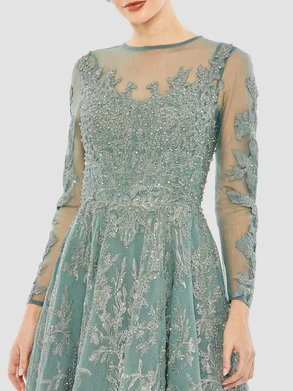 Mac Duggal Floral Embellished Cocktail Dress