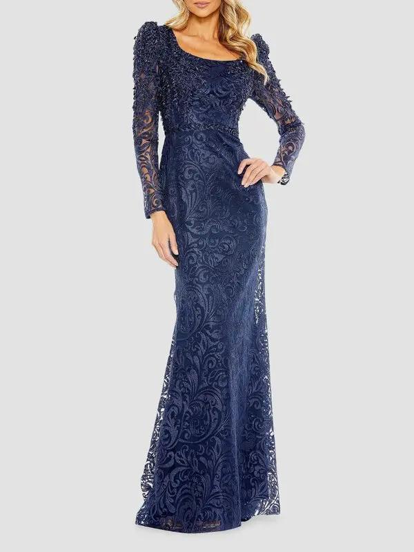 Mac Duggal Appliqué Mermaid Gown