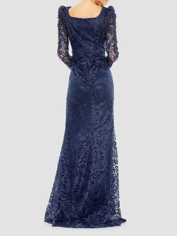 Mac Duggal Appliqué Mermaid Gown