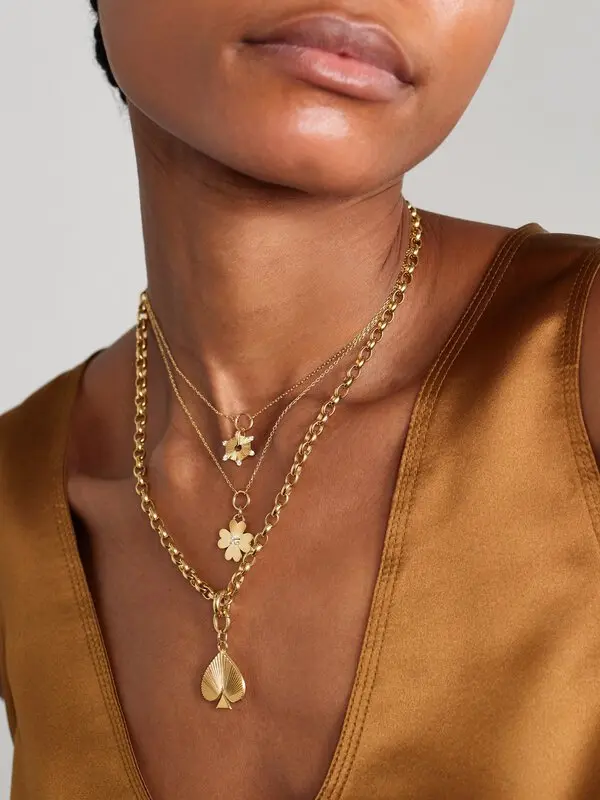 FOUNDRAE Four Heart Clover 18-karat Enamel And Diamond Pendant Necklace