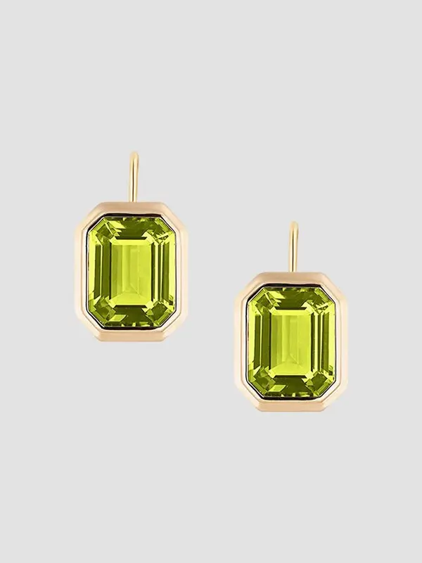 Goshwara Manhattan 18k Gold & Peridot Drop Earrings - Green