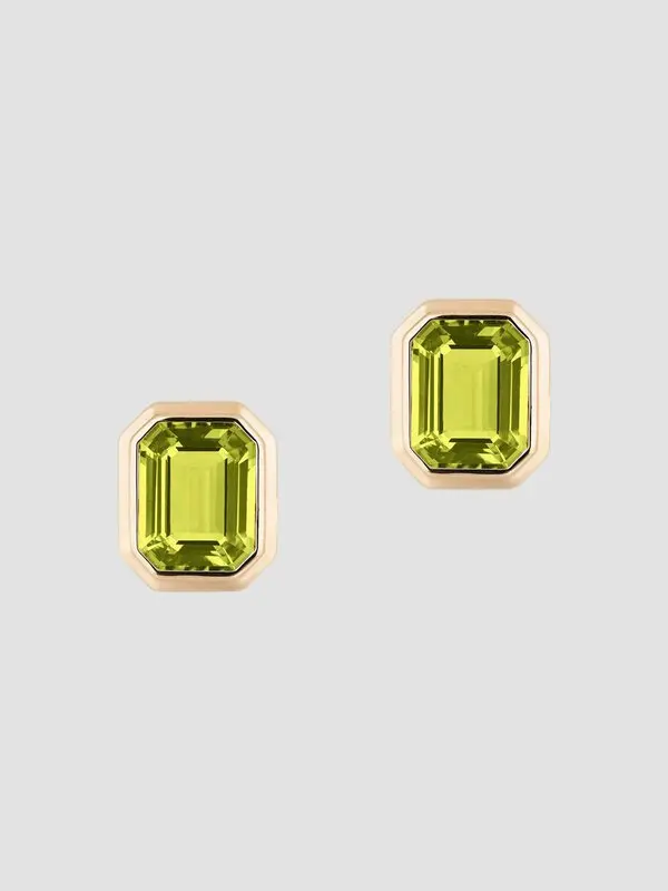 Goshwara Manhattan 18k Yellow Gold & Peridot Stud Earrings