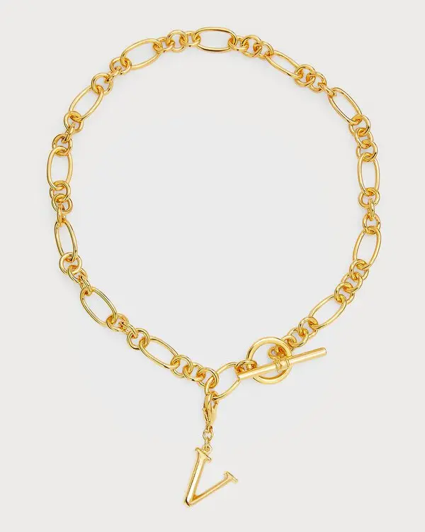 BEN-AMUN Link Chain Necklace With Initial Charm - V