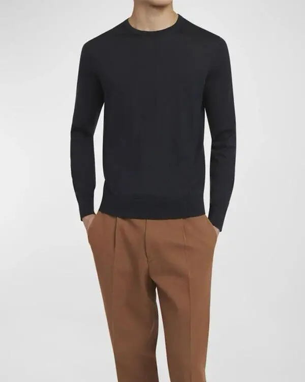 Zegna Cashmere Crewneck Sweater - Navy Solid