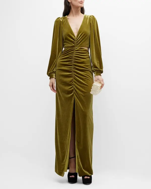 vintage green velvet dress 1940s Green Silk Velvet Gown