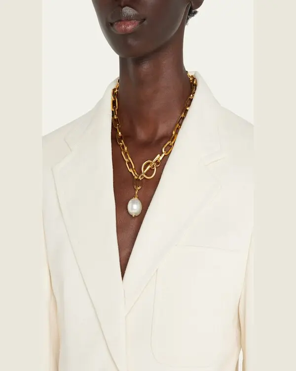 BEN-AMUN Plated Necklace With Pearly Drop