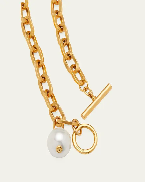 BEN-AMUN Plated Necklace With Pearly Drop