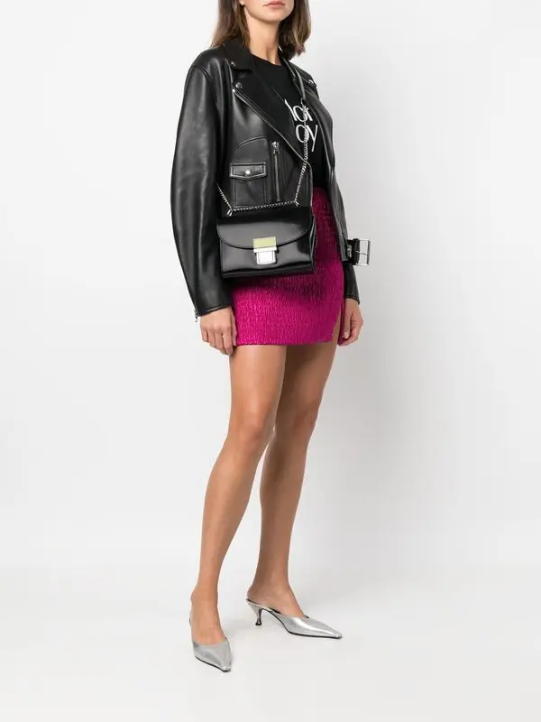 MSGM Brushed Faux Leather Crossbody Bag