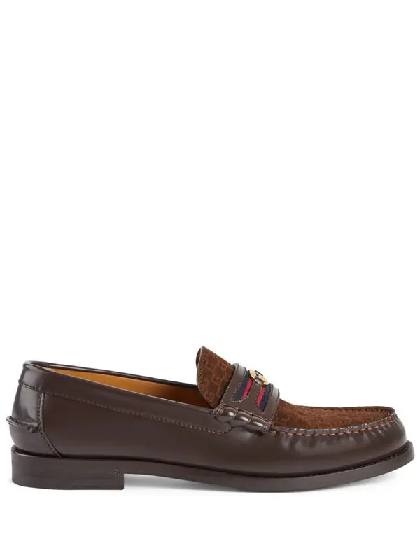 GUCCI SHOES MENS INTERLOCKING G LOGO PLAQUE BROWN LEATHER LOAFERS sz 12.5 / 13 U size 12.5G - Gucci Brown Leather Loafers GG Interlocking | eBay main image 3
