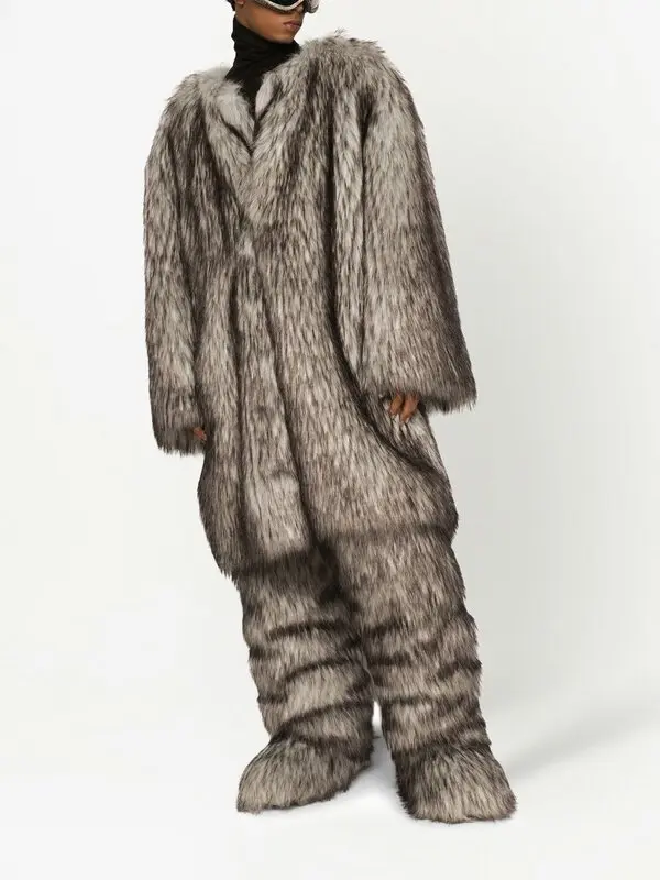 Dolce & Gabbana Single-breasted Faux-fur Coat