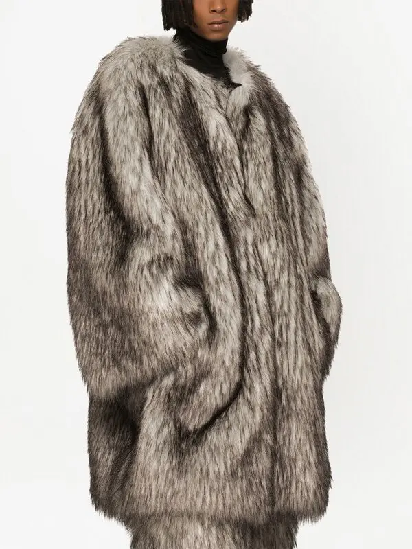 Dolce & Gabbana Single-breasted Faux-fur Coat